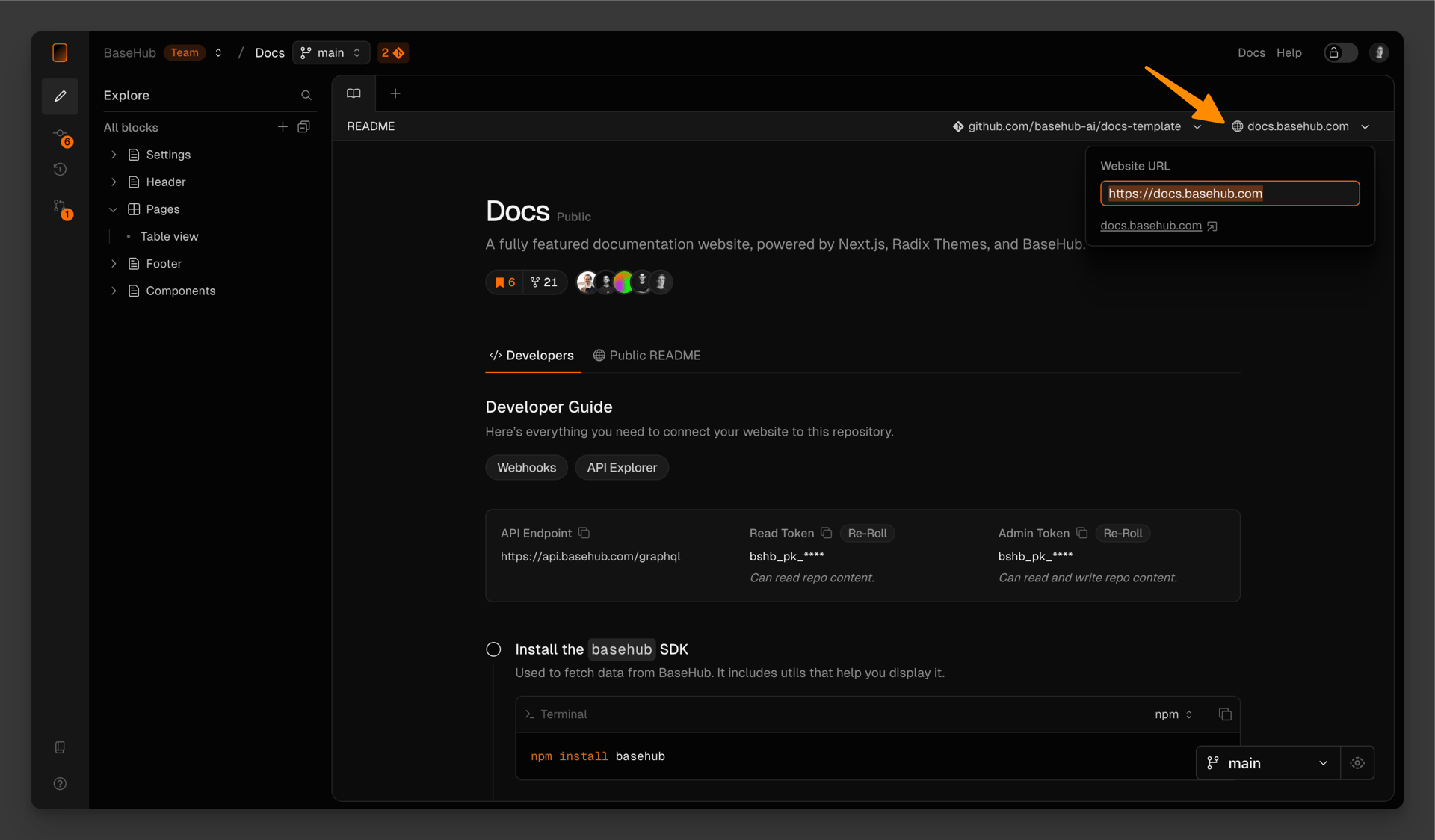 Documentation / Environments & Caching — BaseHub Docs